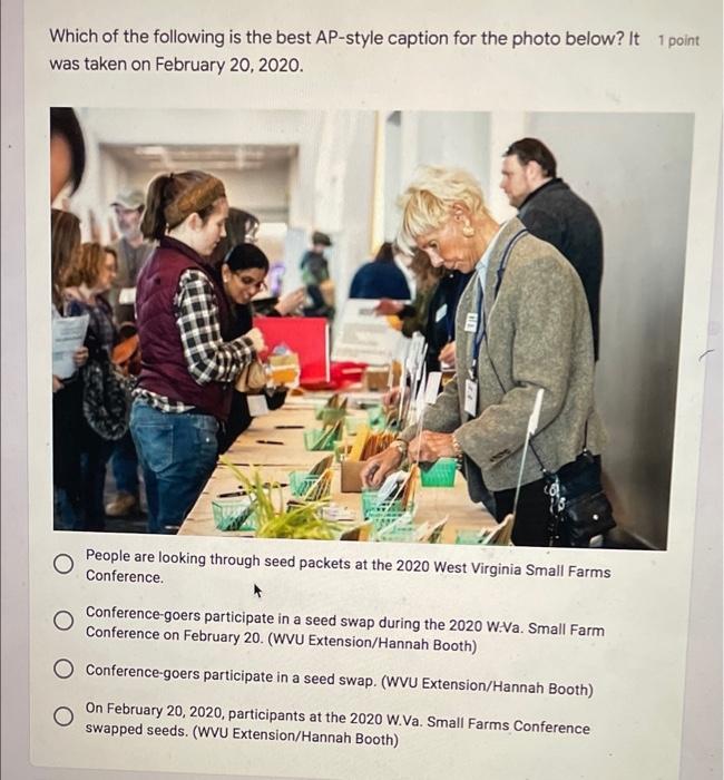 Solved Which of the following is the best AP-style caption | Chegg.com