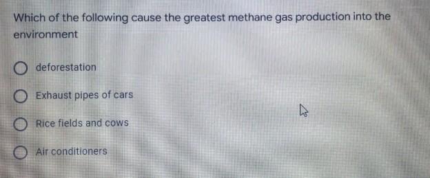Solved Which of the following cause the greatest methane gas | Chegg.com