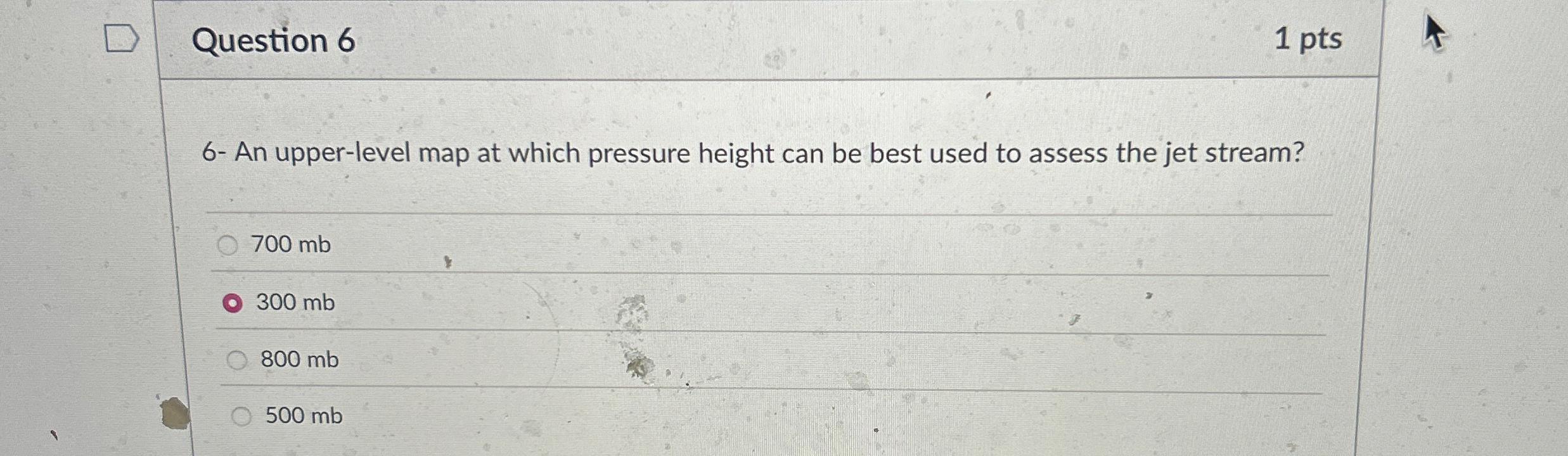 Solved Question 61 ﻿pts6- ﻿An upper-level map at which | Chegg.com