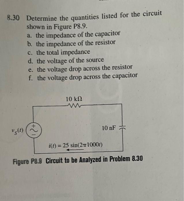 Solved Figure P8.5 Circuit for Problem 8.26 8.27 Determine | Chegg.com
