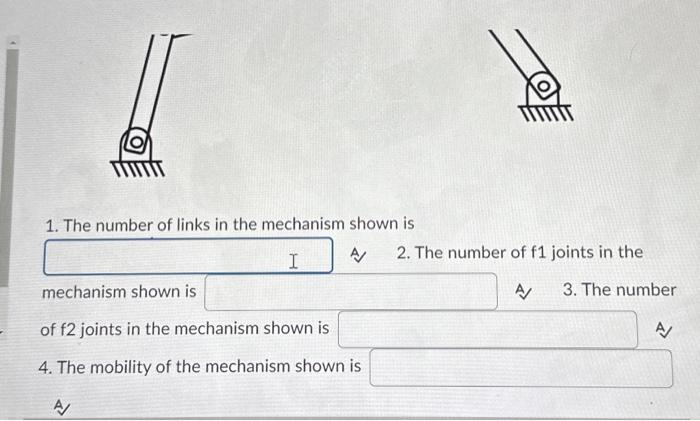 Solved 1. The number of links in the mechanism shown is A 2. | Chegg.com