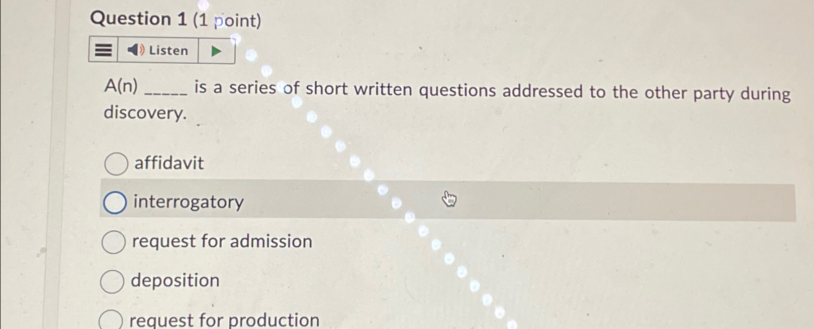 Solved Question 1 (1 ﻿point)ListenA(n) ﻿is a series of short | Chegg.com