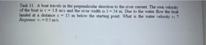 Solved Task 11. A boat travels in the perpendicular | Chegg.com