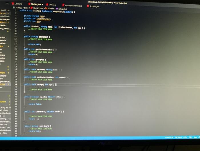 Solved code for student.java (first photo) code is in | Chegg.com