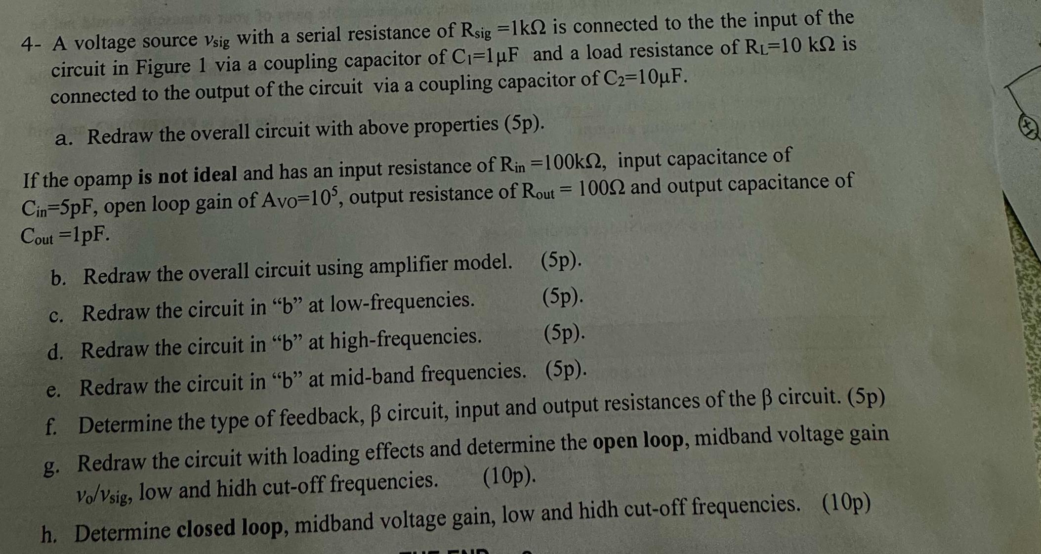 Solved 4- ﻿A voltage source vsig ﻿with a serial resistance | Chegg.com