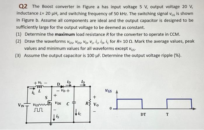 Solved Q2 The Boost converter in Figure a has input voltage | Chegg.com