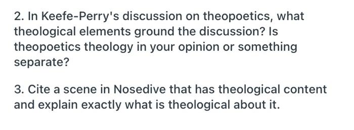 2. In Keefe-Perry's discussion on theopoetics, what | Chegg.com