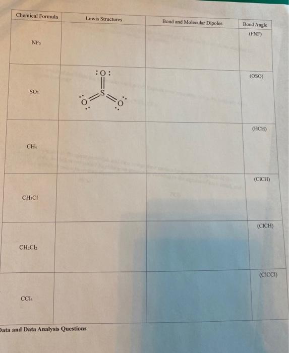 Solved Chemical Formula Lewis Structures Bond and Molecular | Chegg.com