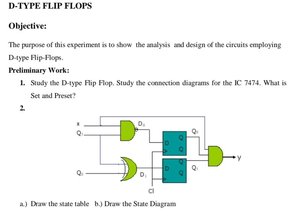 Solved D-TYPE FLIP FLOPS Objective: The purpose of this | Chegg.com