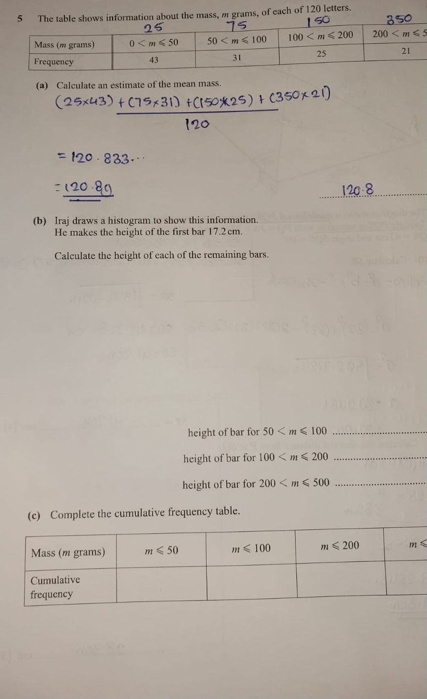 Solved 5 ﻿The table shows information about the mass, m | Chegg.com