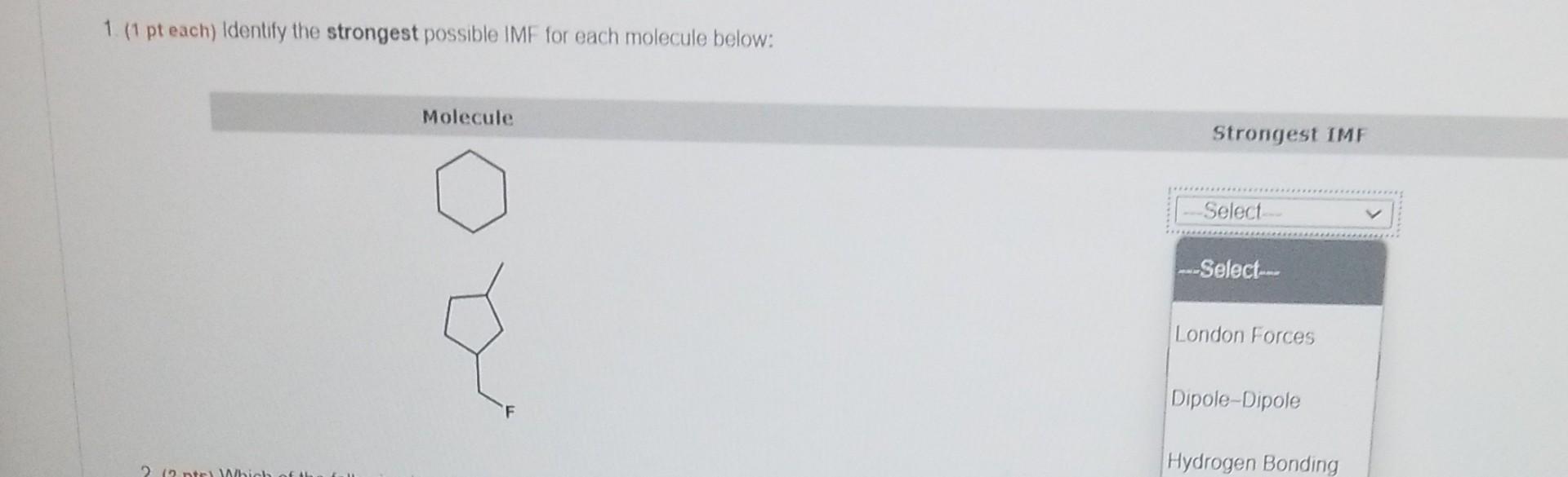 Solved 1. (1 pt each) Identify the strongest possible IMF | Chegg.com