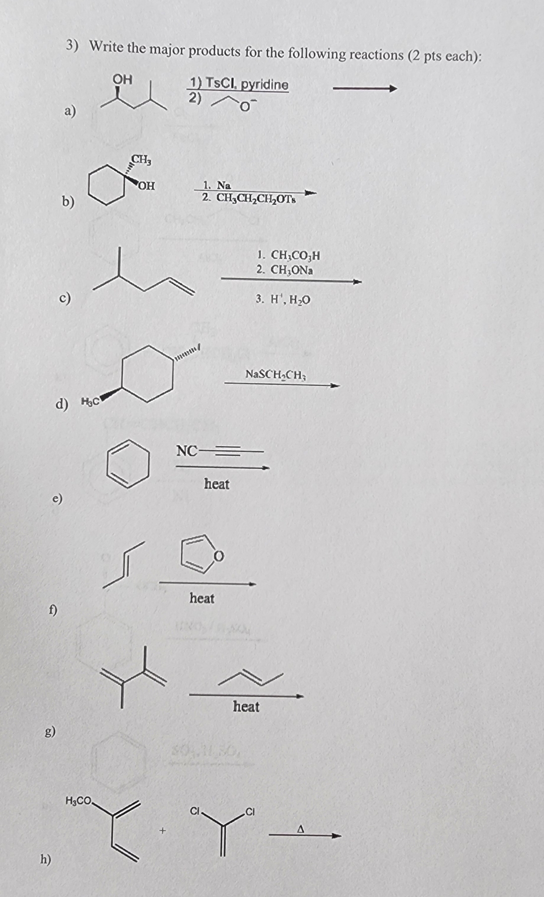 Solved Write the major products for the following reactions | Chegg.com