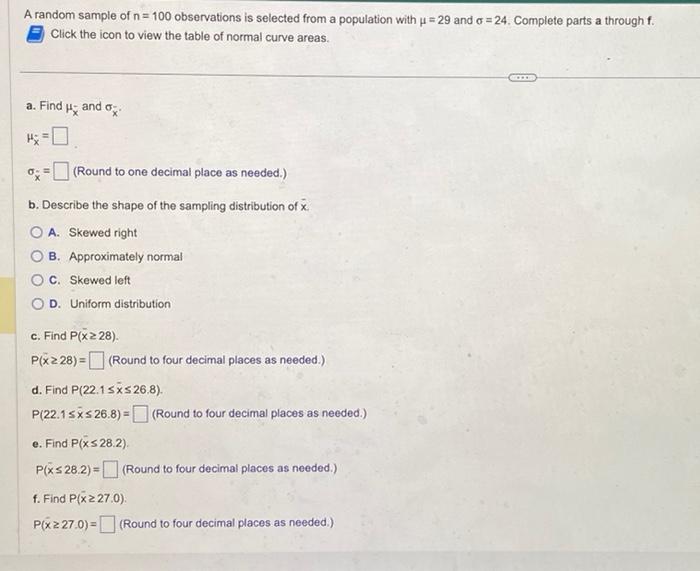 Solved A random sample of n=100 observations is selected | Chegg.com