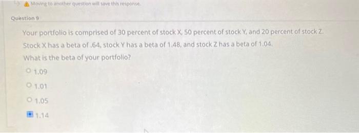 Solved Your portfolio is comprised of 30 percent of stock | Chegg.com