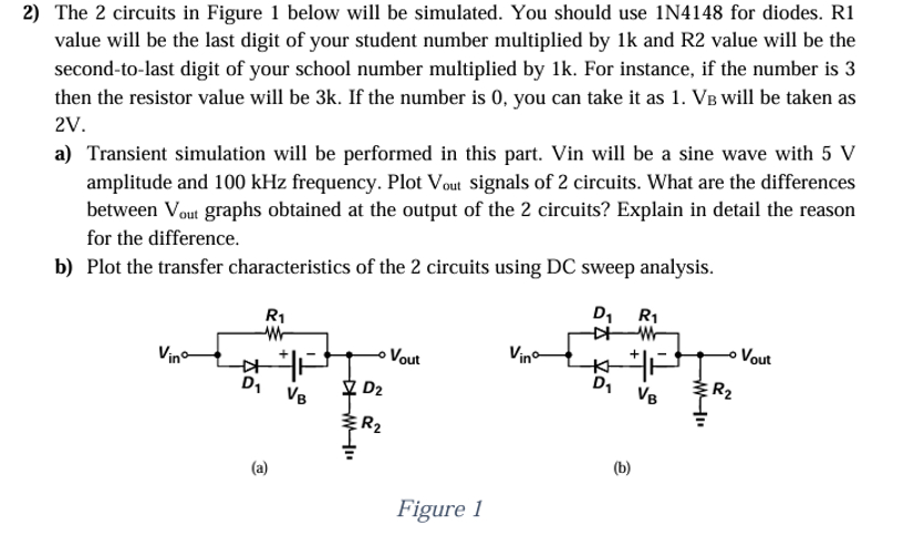 Solved The 2 ﻿circuits in Figure 1 ﻿below will be simulated. | Chegg.com