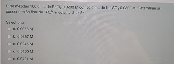 Solved if you mix 100mL of BaCl2 .02M with 50mL of Na2SO2 | Chegg.com
