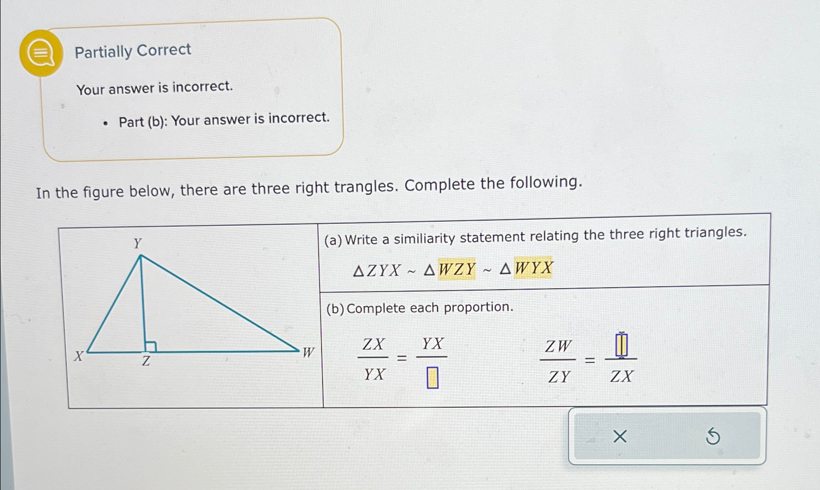 Solved Partially CorrectYour answer is incorrect.Part (b): | Chegg.com
