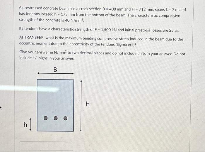Solved A prestressed concrete beam has a cross section B=408 | Chegg.com