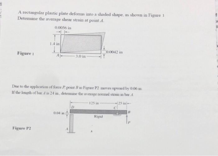 Solved A rectangular plastic plate deforms into a shaded | Chegg.com