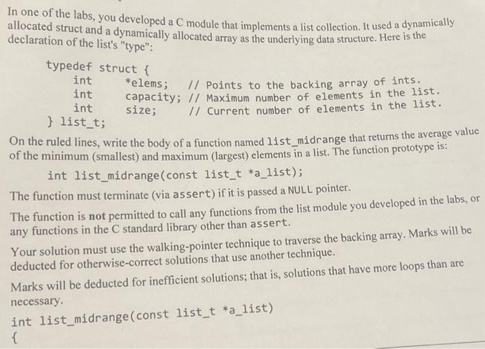 Solved In one of the labs, you developed a C module that | Chegg.com