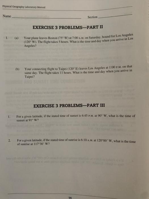 Solved Physical Geography Laboratory Manual Name Section | Chegg.com