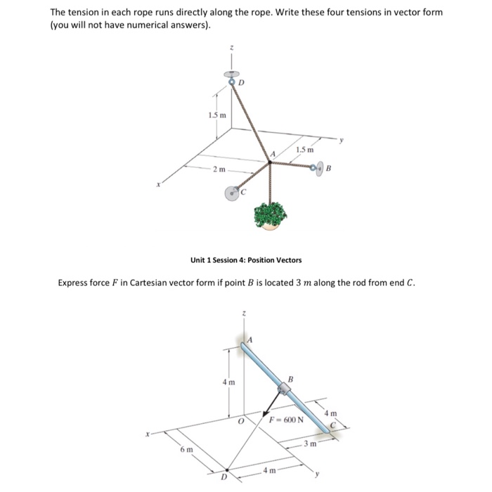 Solved The tension in each rope runs directly along the | Chegg.com