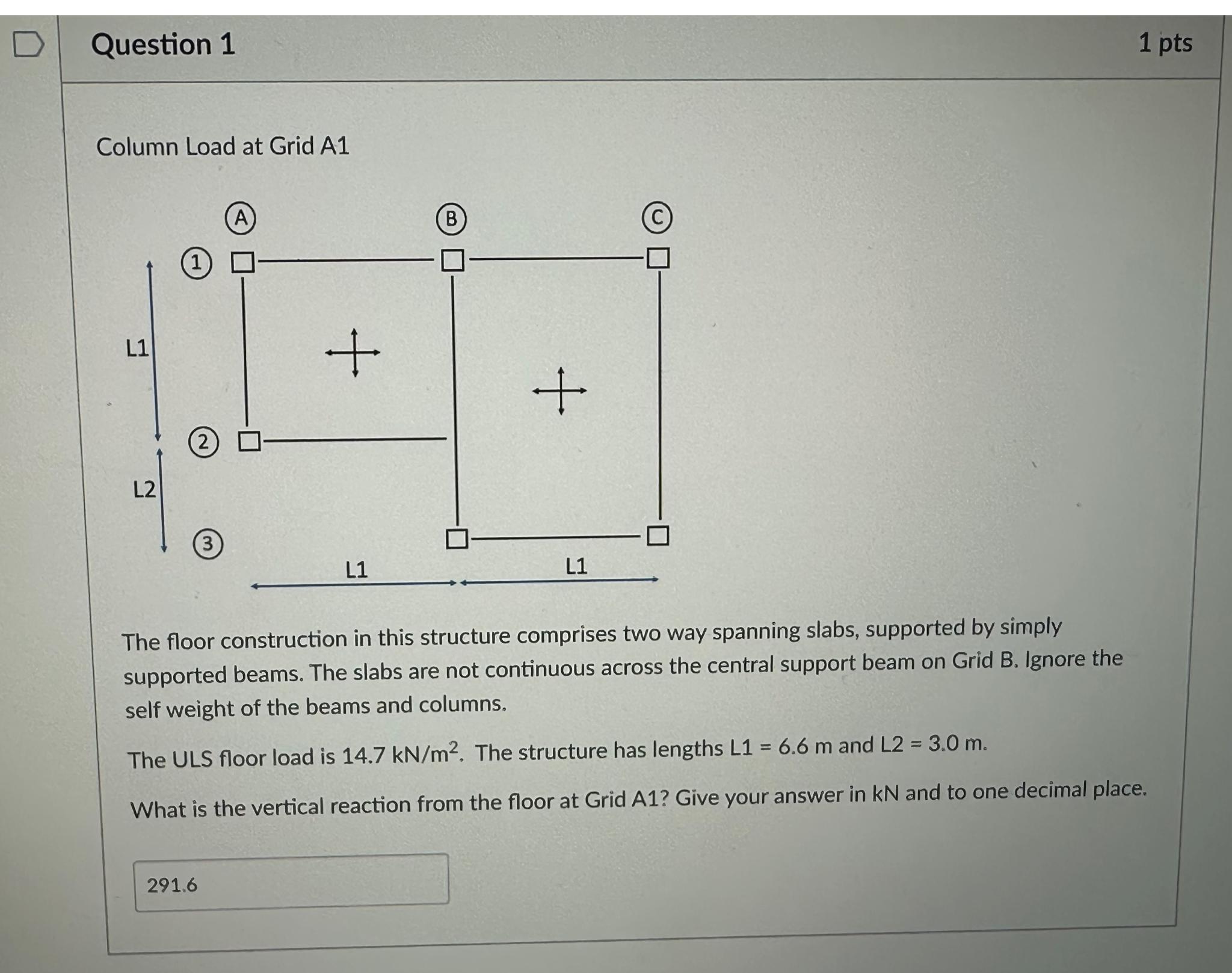 Solved Question 11ptsColumn Load at Grid A1The floor | Chegg.com