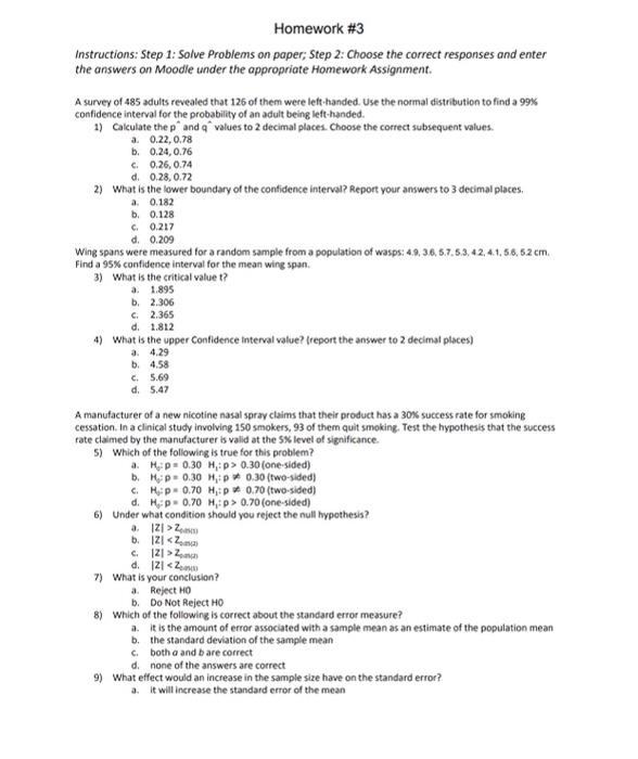 Solved Homework #3 Instructions: Step 1: Solve Problems on | Chegg.com
