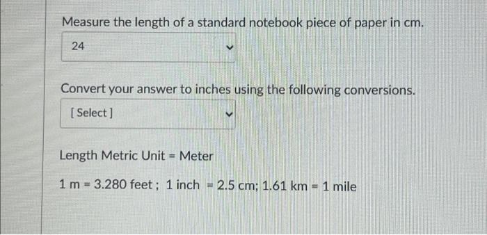 Solved Measure the length of a standard notebook piece of | Chegg.com