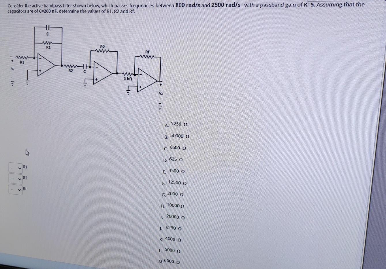 Solved Consider the active bandpass filter shown below, | Chegg.com