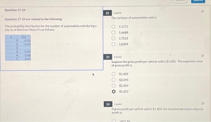 Solved Question 17-24 Question 17-24 are related to the | Chegg.com