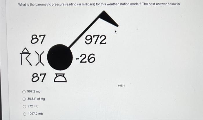 Solved What is the barometric pressure reading (in | Chegg.com