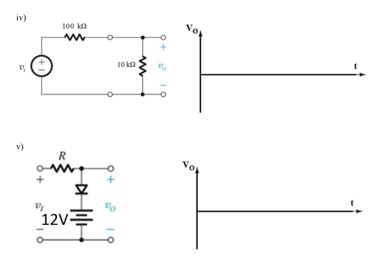 Solved Sketch the Vo output waveforms for the following | Chegg.com