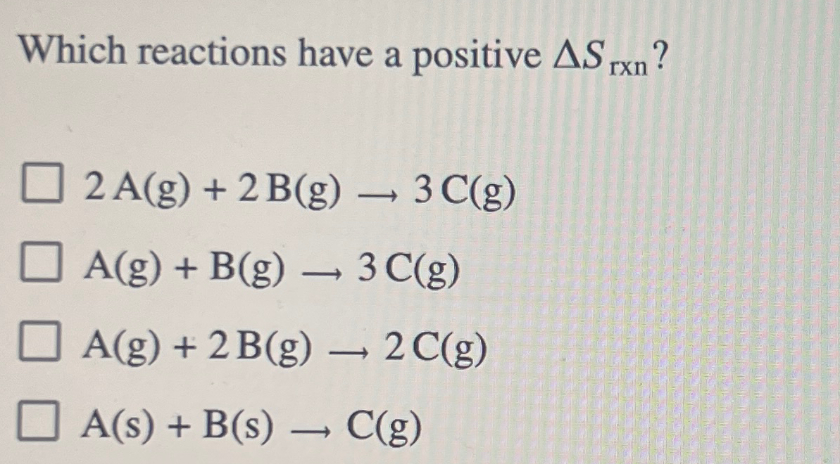Solved Which reactions have a positive | Chegg.com