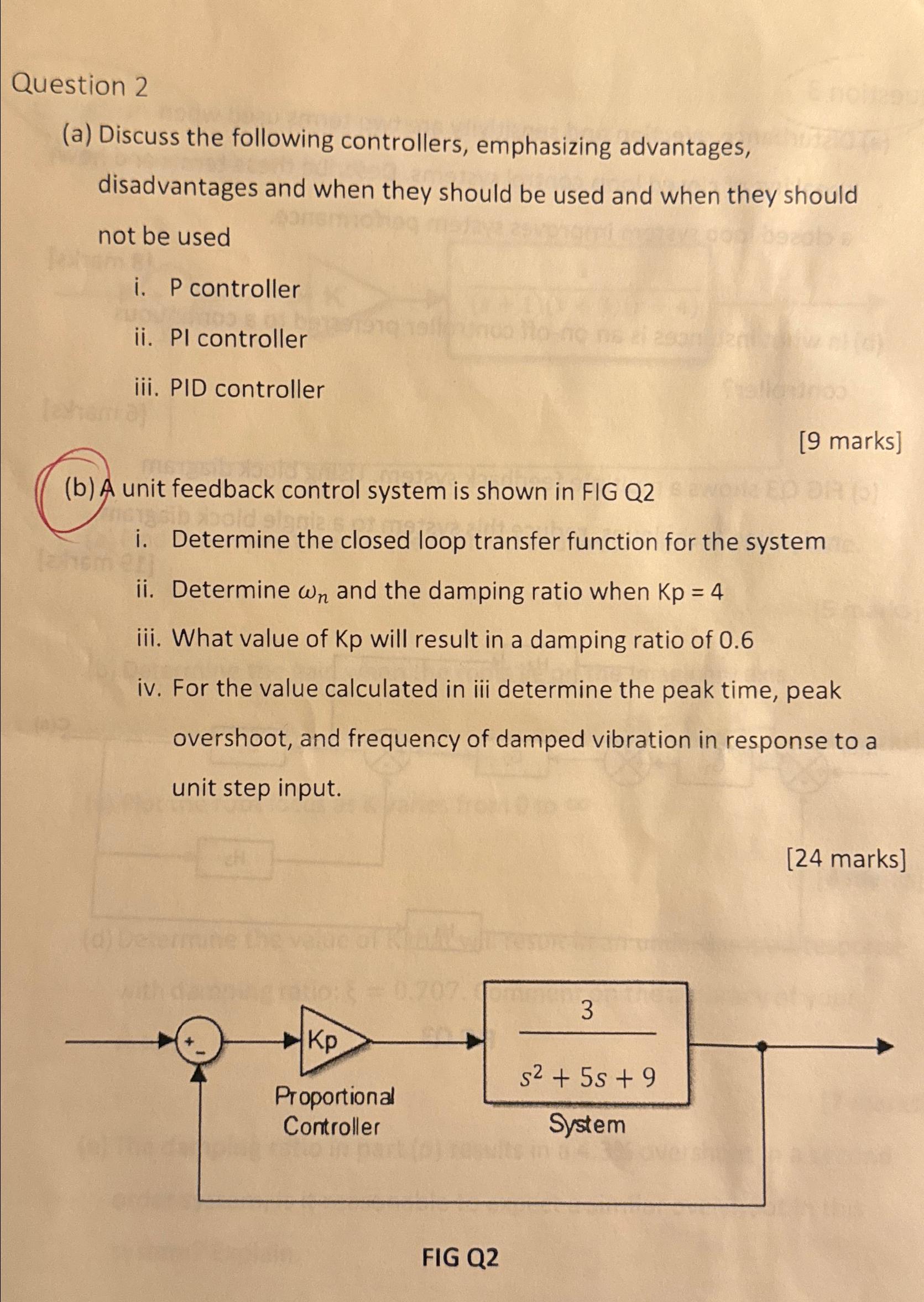 Solved Question 2(a) ﻿Discuss the following controllers, | Chegg.com
