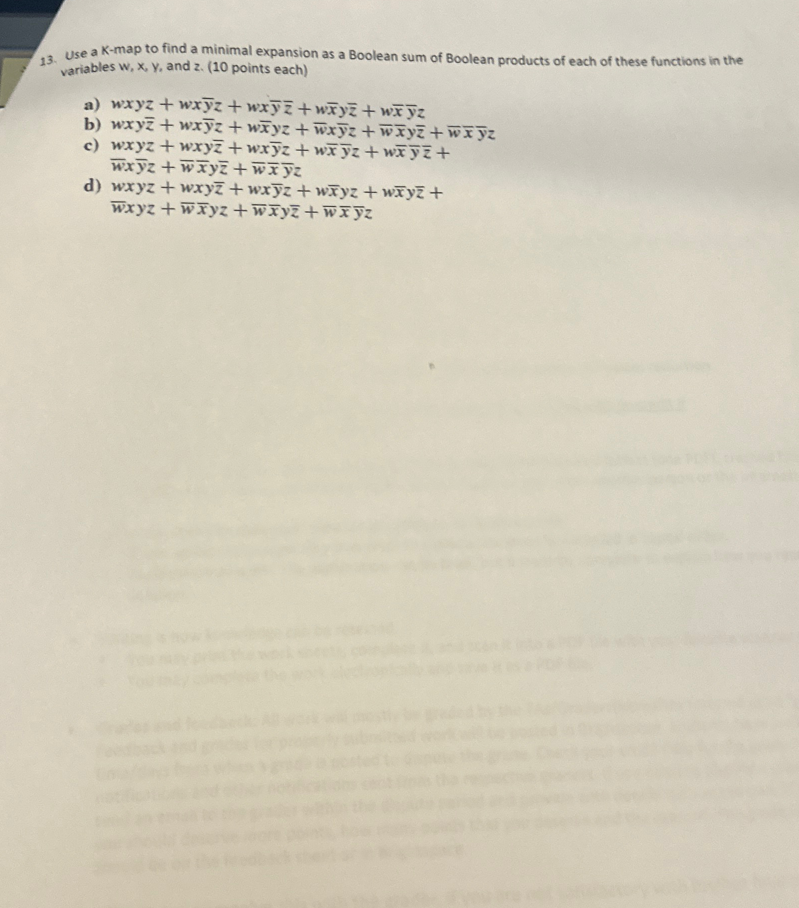 Solved Use a K-map to find a minimal expansion as a Boolean | Chegg.com