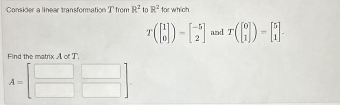 Solved Consider a linear transformation T from R2 to R2 for | Chegg.com