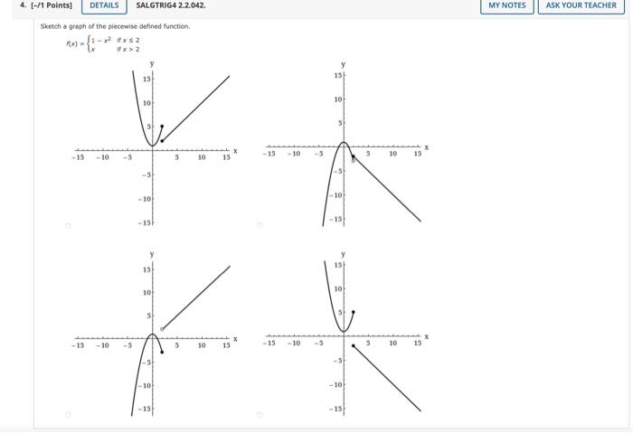 Solved Sketch A Graph Of The Piecewise Defined Function