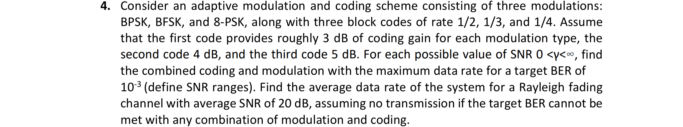 Consider an adaptive modulation and coding scheme | Chegg.com