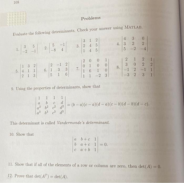 Solved Evaluate the following determinants. Check your | Chegg.com