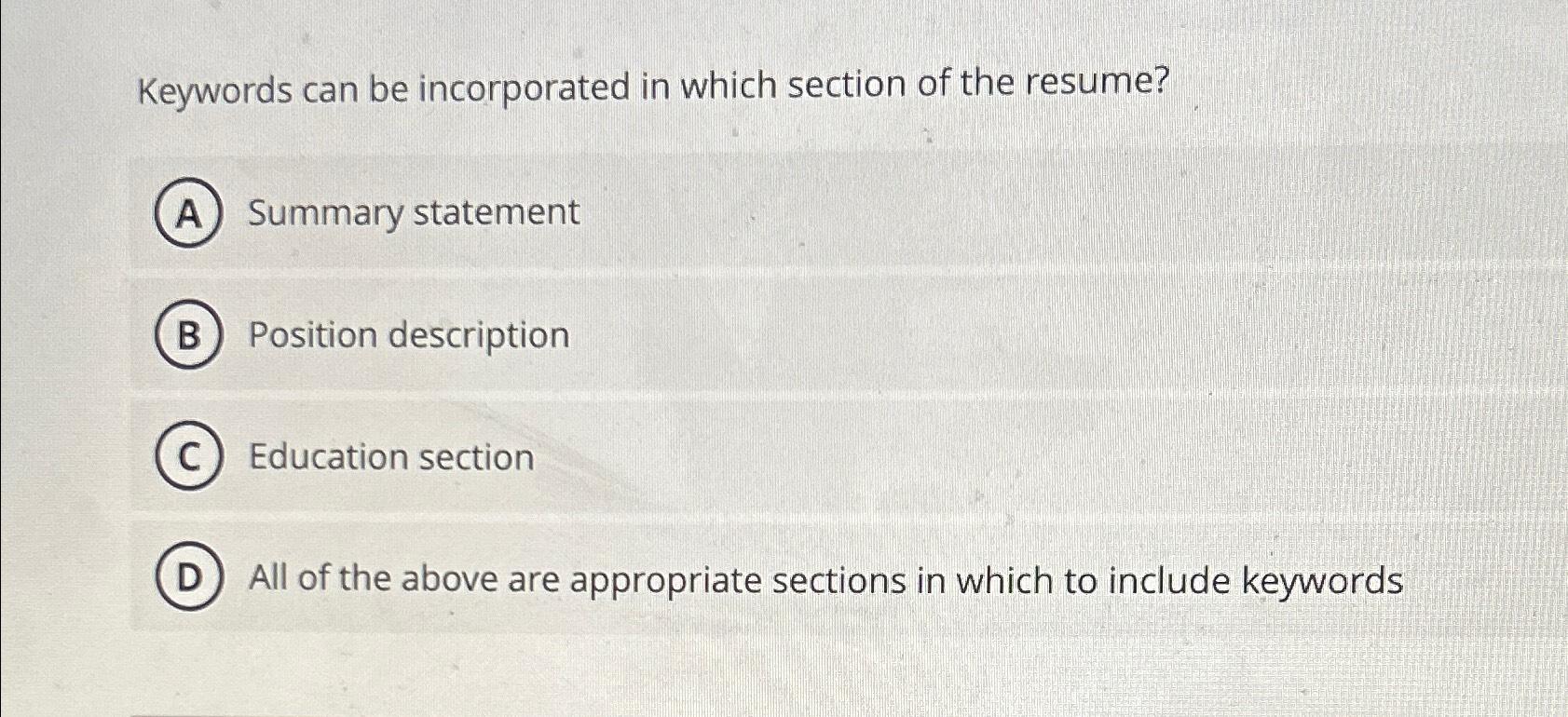 Solved Keywords can be incorporated in which section of the | Chegg.com