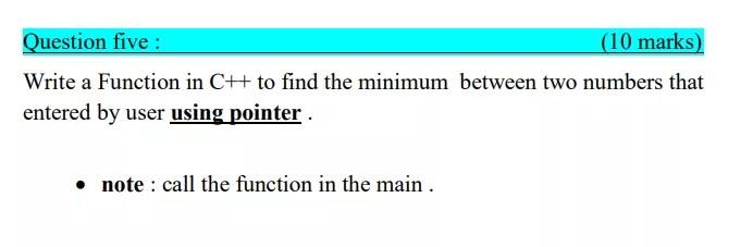Solved Question Five 10 Marks Write A Function In Ch To 1502