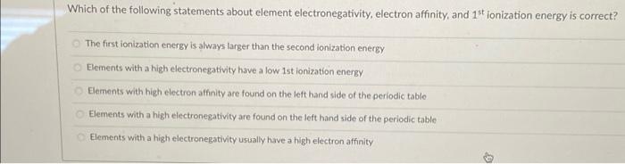 Solved Which of the following statements about element | Chegg.com