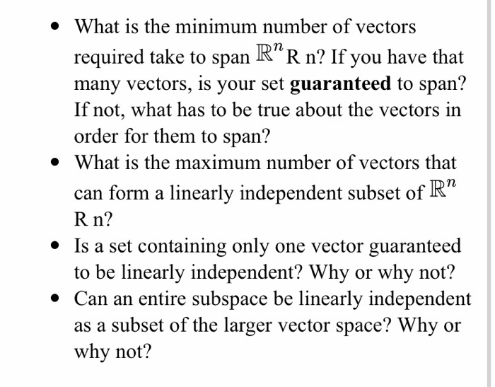 Solved What is the minimum number of vectors required take | Chegg.com