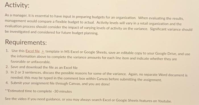 Solved Activity: As a manager, it is essential to have input | Chegg.com