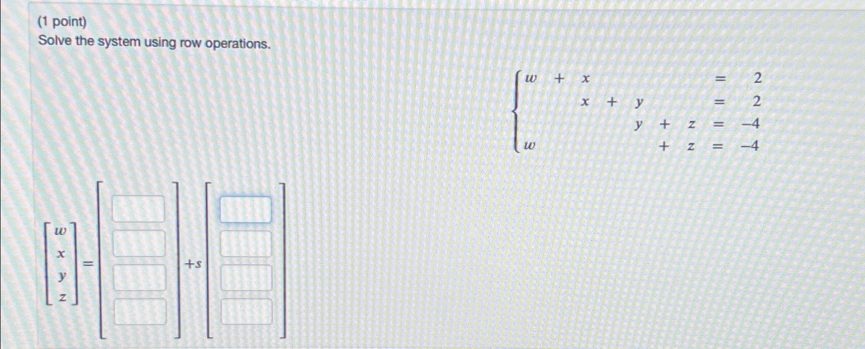 Solved Solve the system of equations using row operations. | Chegg.com
