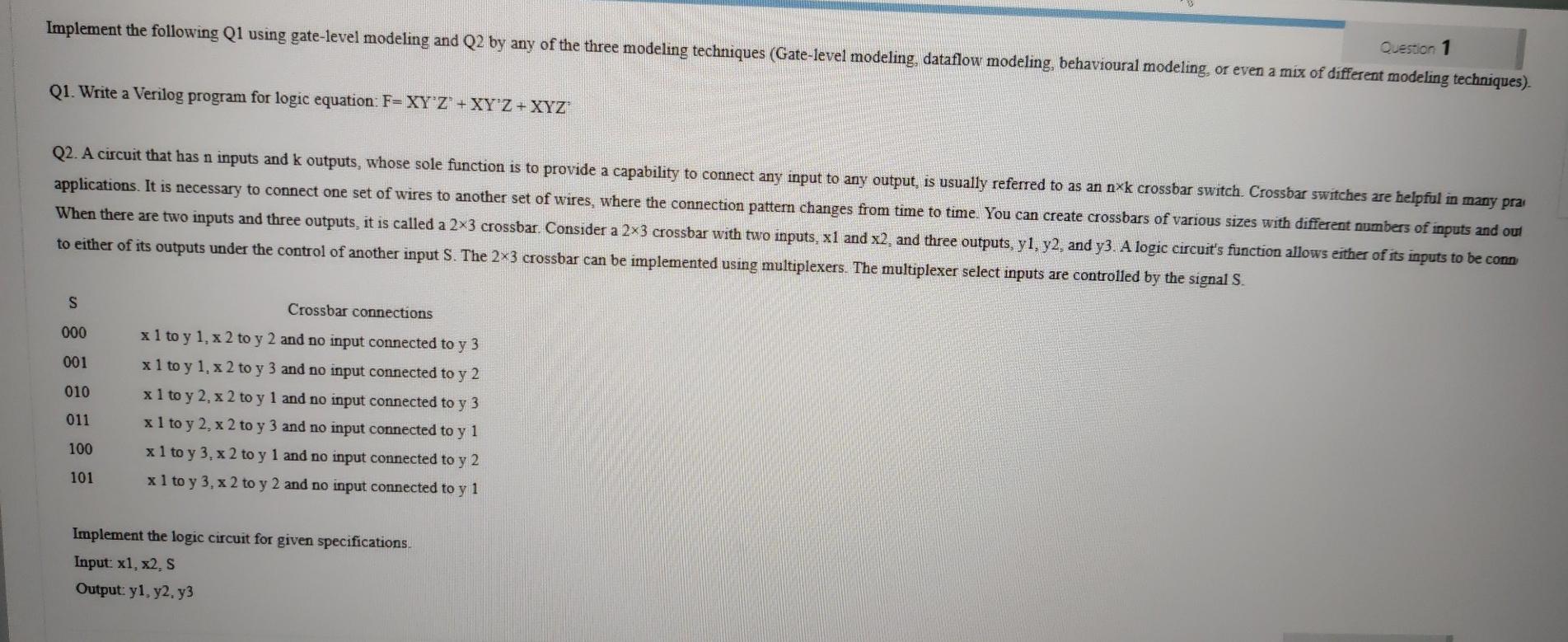 Solved Question 1 Implement the following Q1 using | Chegg.com