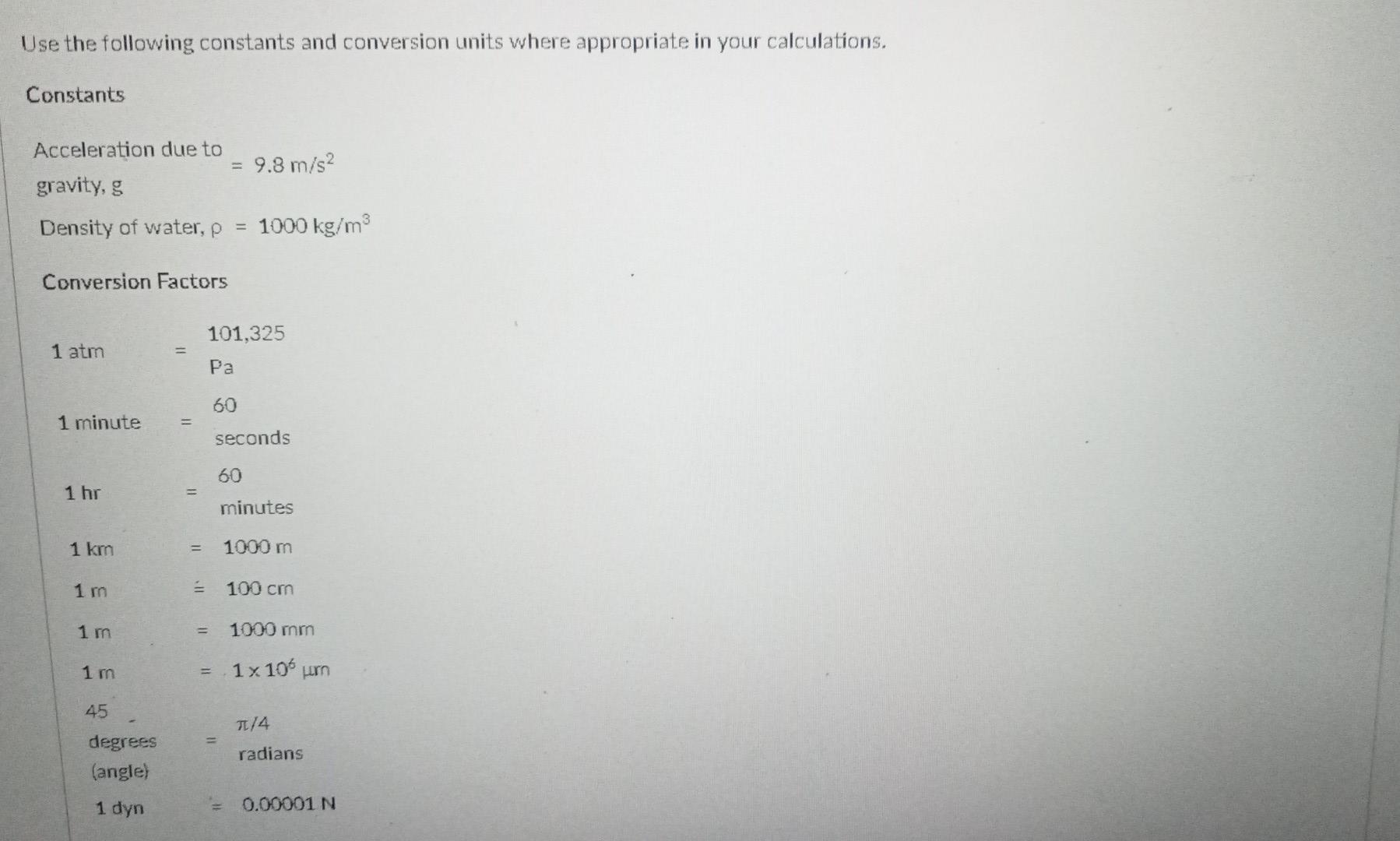 Solved Use the following constants and conversion units | Chegg.com