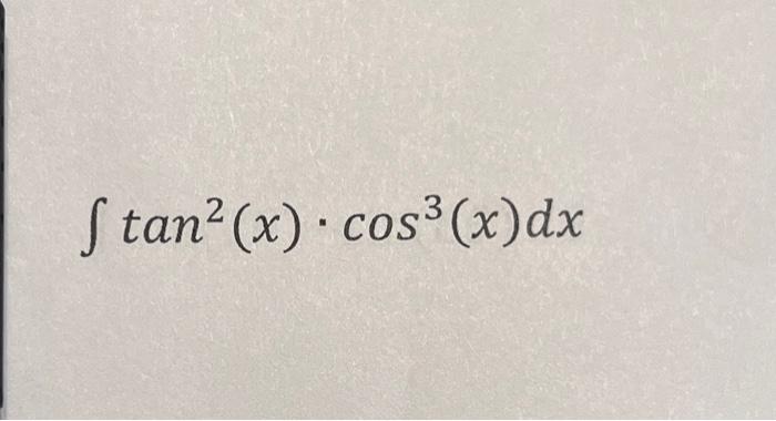 Solved ∫tan2(x)⋅cos3(x)dx | Chegg.com