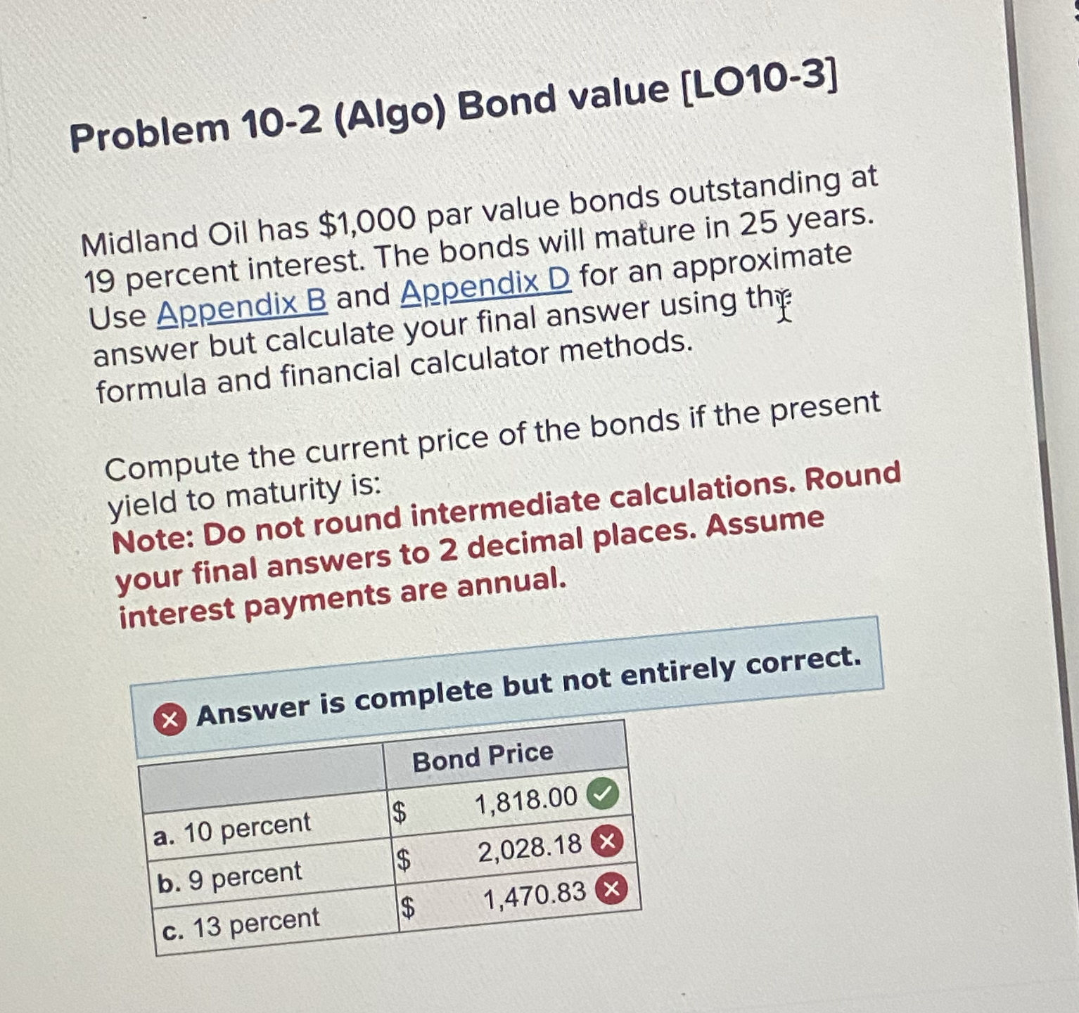 Solved Problem 10-2 (Algo) ﻿Bond value [LO10-3]Midland Oil | Chegg.com